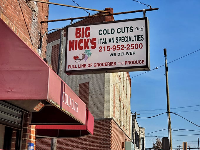 The "Big Nick's" sign promises cold cuts and Italian specialties—a promise they deliver on with every single sandwich.