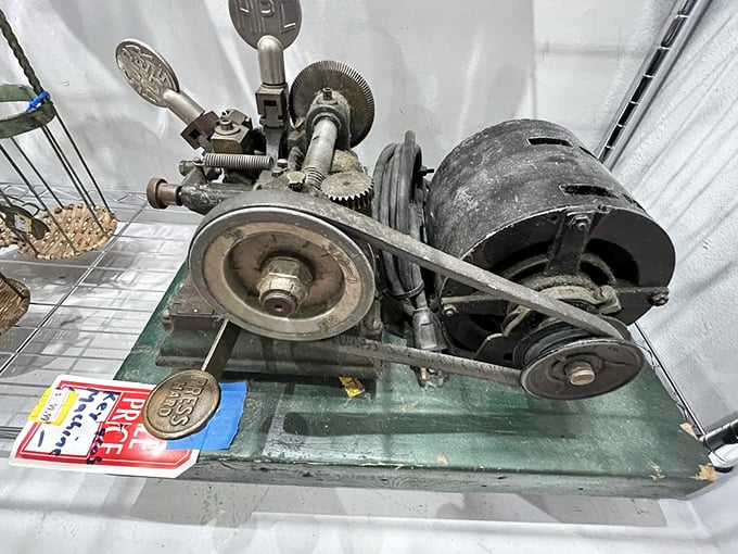 This vintage lens grinder isn't just old equipment—it's industrial sculpture with a history of craftsmanship that modern machines can't match.
