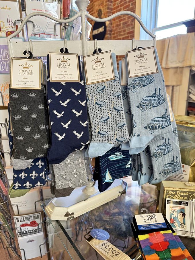 Men's socks with whimsical patterns – because even in the 1950s, ankles were where gentlemen could express themselves.