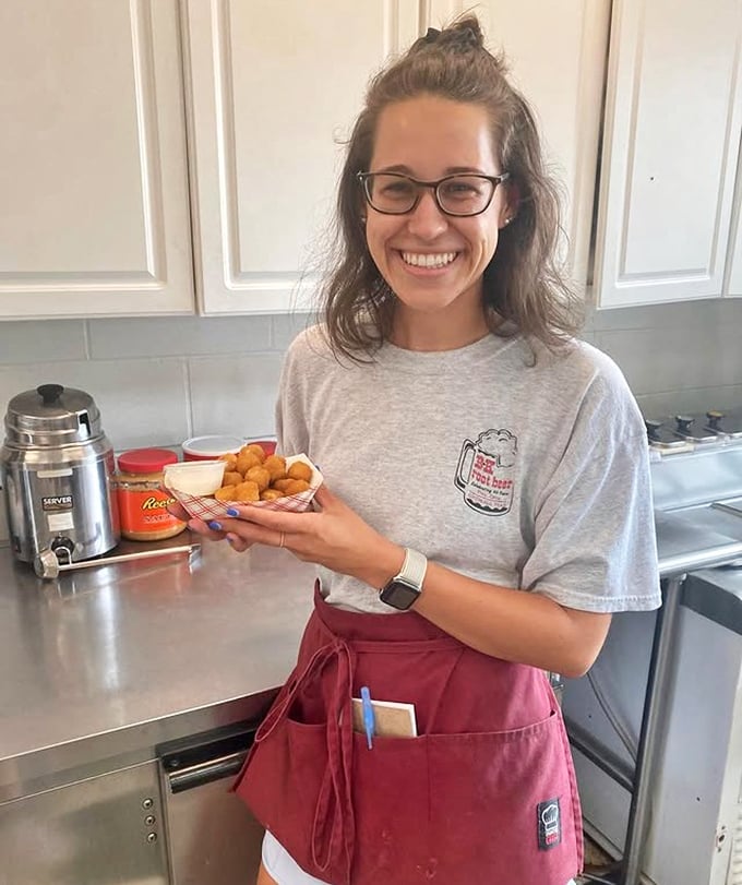 The kitchen staff – guardians of recipes that have stood the test of time. Those cheese puffs aren't going to fry themselves!