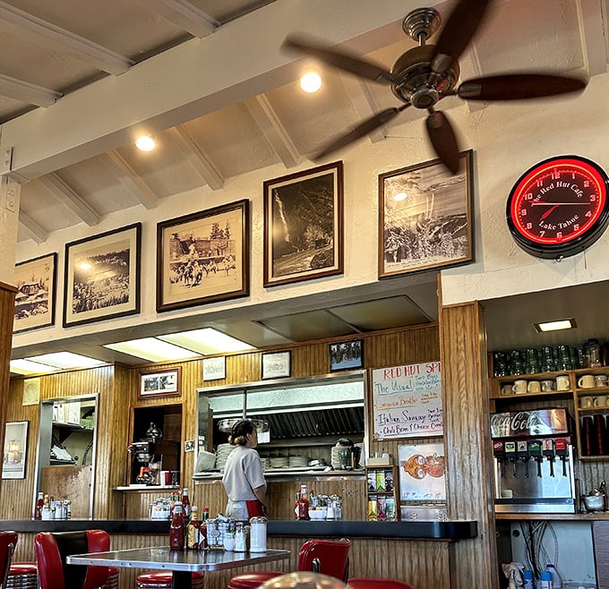 Where kitchen magic happens in plain sight. No secrets, just skill and the reassuring rhythm of spatulas on the grill.