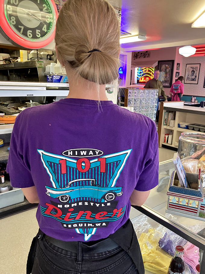 The staff shirts tell you everything—this isn't just a job, it's carrying the torch for a distinctly American culinary tradition.