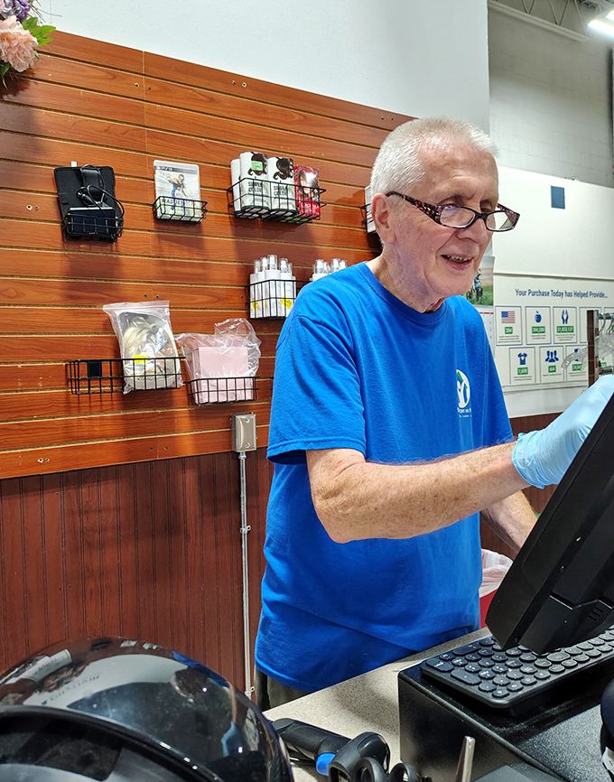 The unsung heroes of thrifting! Friendly staff like this gentleman make the treasure hunt even more enjoyable with their knowledge and service.