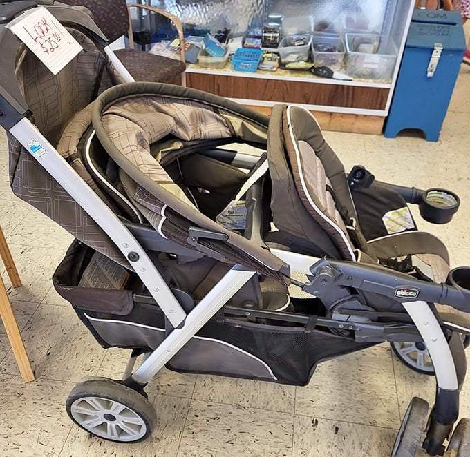 Family-friendly strollers wait patiently, ready to roll into action for parents seeking quality without premium price tags.