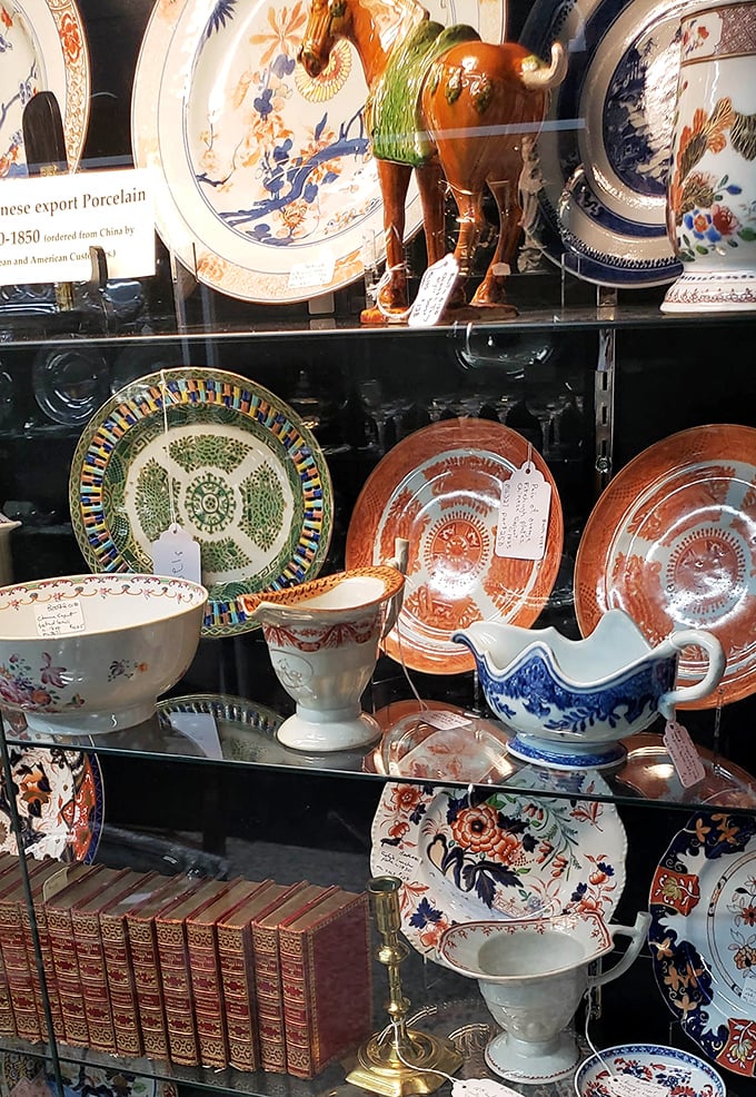 Porcelain treasures from distant shores – each plate a canvas telling stories of exotic places and forgotten dinner conversations. 