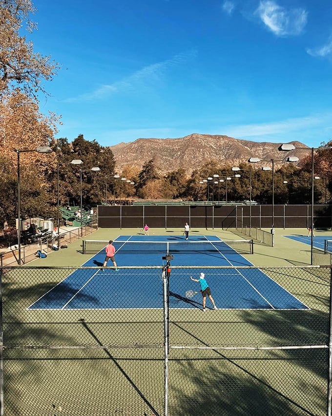Tennis in paradise—Ojai's historic tournament courts offer mountain views that might improve your backhand through sheer inspirational beauty.