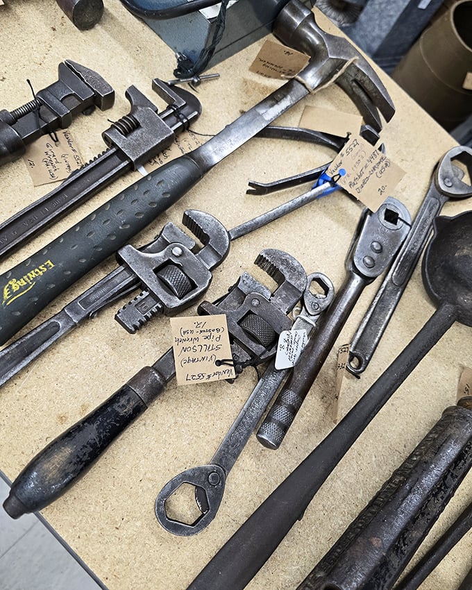 Tools with history in their handles—each wrench and hammer having fixed more problems than most modern relationships.