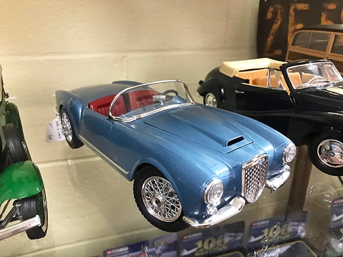 Miniature automotive masterpieces await collectors behind glass, proving that sometimes the most perfect cars are the ones that fit in your palm.