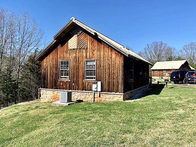 Cabin sweet cabin—where rustic charm meets weekend comfort. Wood paneling never looked so inviting after a day on the trails.