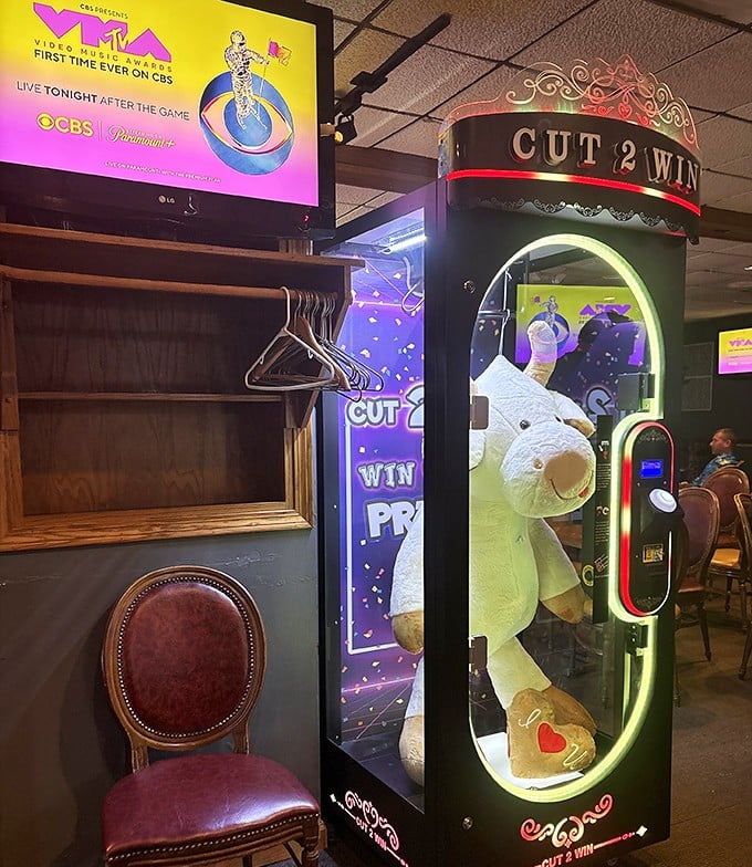 Even the claw machine knows you're in Wisconsin—skip the stuffed bears elsewhere and win yourself a cheese-themed souvenir instead.