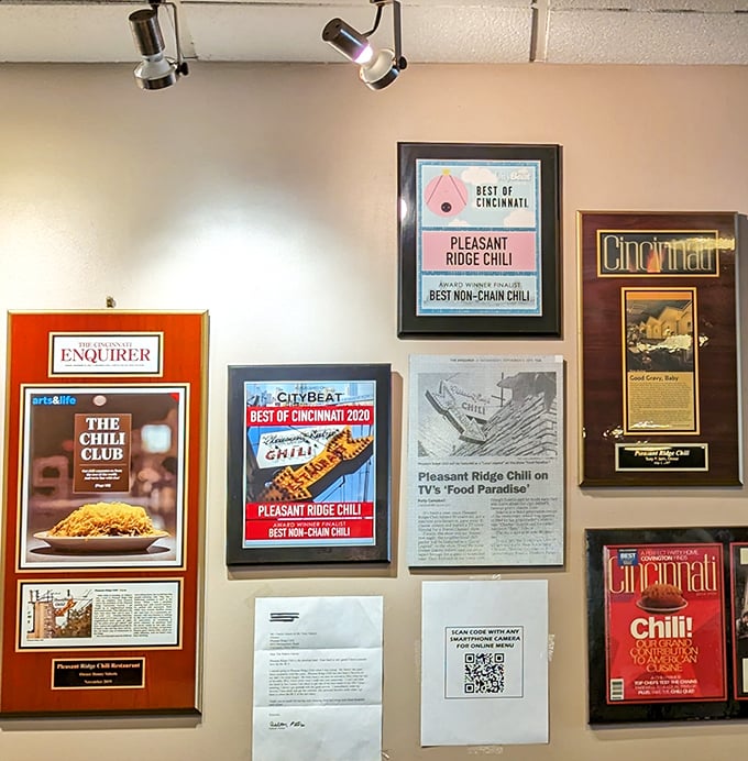 The wall of fame doesn't lie—when publications from CityBeat to Cincinnati Enquirer crown you king of chili, you're doing something right.