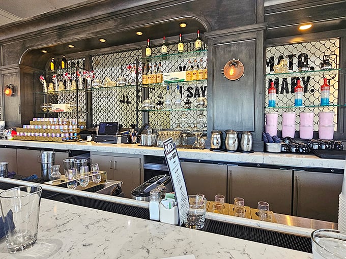 The bar isn't just stocked—it's armed and ready for whatever breakfast cocktail mission you choose to accept.