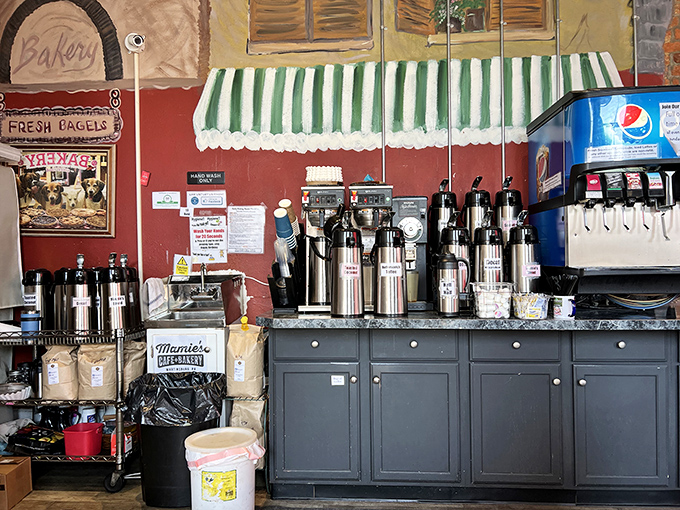 The coffee station isn't just equipment—it's the lifeblood operation center of the entire establishment. Morning salvation, dispensed with a smile.