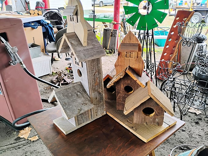 Avian real estate at its finest—charming birdhouses crafted from reclaimed materials await feathered families. Rustic architecture for the discriminating sparrow.