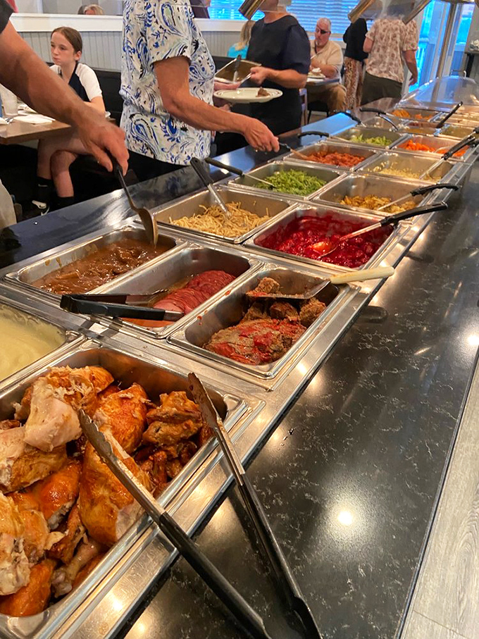 The buffet line—where decisions are hard, portions are generous, and second trips are practically mandatory.