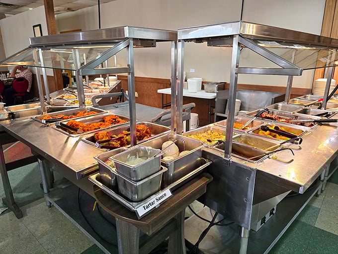 A buffet that doesn't hide behind fancy sneeze guards or pretentious labels—just honest food waiting to make your day better.