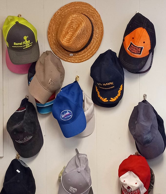 Headwear with history—each cap tells a story of vacations taken, teams supported, and sun avoided. That straw hat is calling your name.