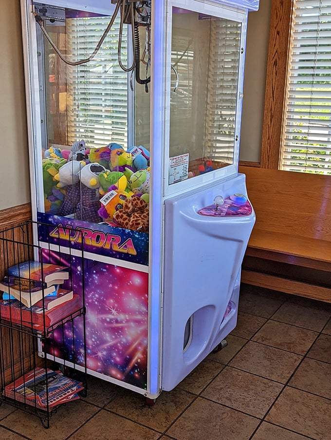 Even the claw machine has Southern charm—offering plush companions for the ride home when you're too full to talk.