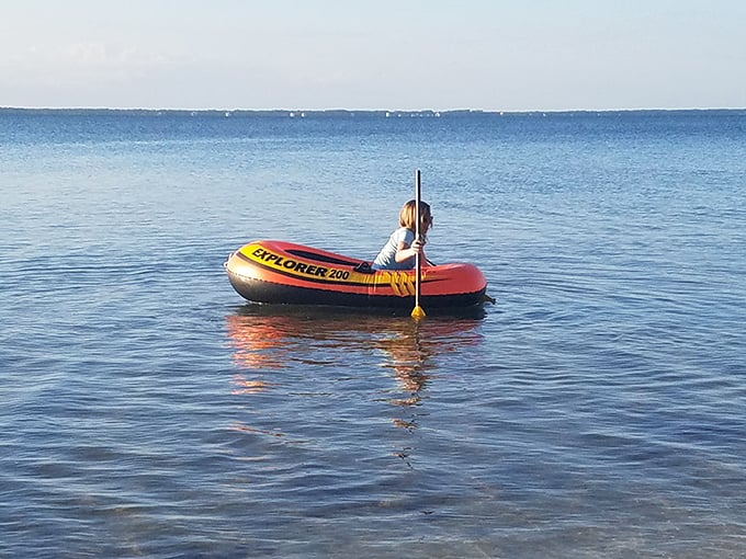 Solo exploration at its finest—just you, a tiny inflatable boat, and miles of pristine coastal waters. Social distancing, Florida-style.