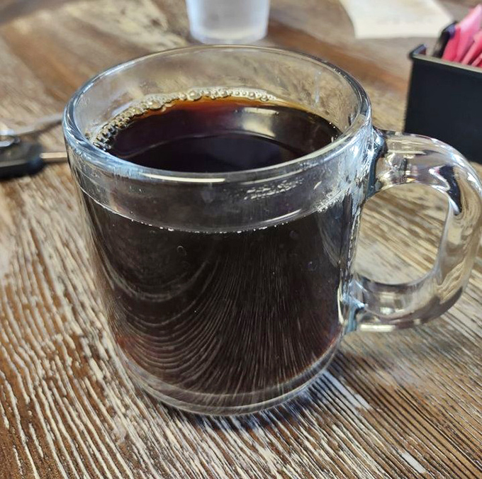 The perfect companion to pie – strong, honest coffee served in a sturdy mug, ready to cut through sweetness and keep conversation flowing.