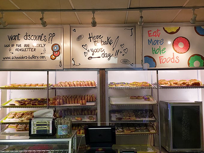 Here to bake your day! isn't just a cute sign—it's the mission statement of a place that understands the profound importance of good carbs.