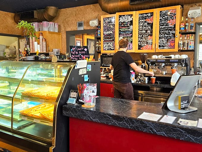 Behind that counter lies the machinery of happiness – and possibly the secret to world domination through caffeine.