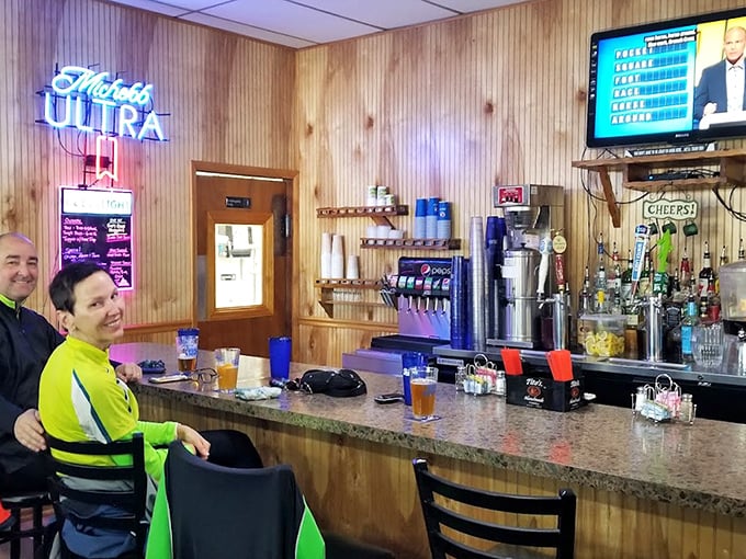 The bar area feels like the living room of that friend who always throws the best parties—comfortable, welcoming, and promising good times.