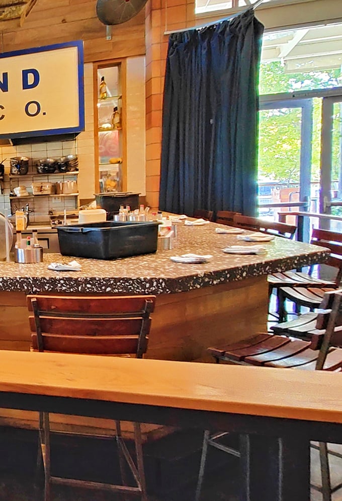 Counter seating with a view of culinary theater - better than cable and infinitely more delicious.