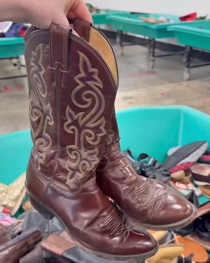 These weathered cowboy boots have stories to tell—of line dances, rodeos, and possibly a mechanical bull named Tornado.
