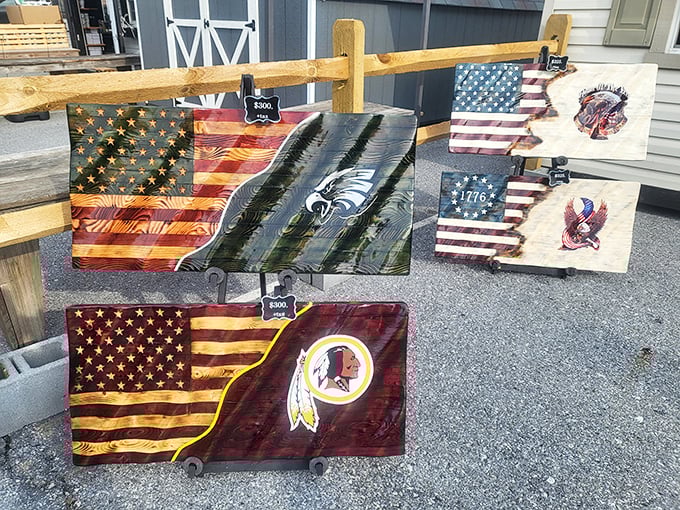 Patriotism meets craftsmanship in these wooden flags. Perfect for the wall space that's been silently begging for conversation-starting décor.