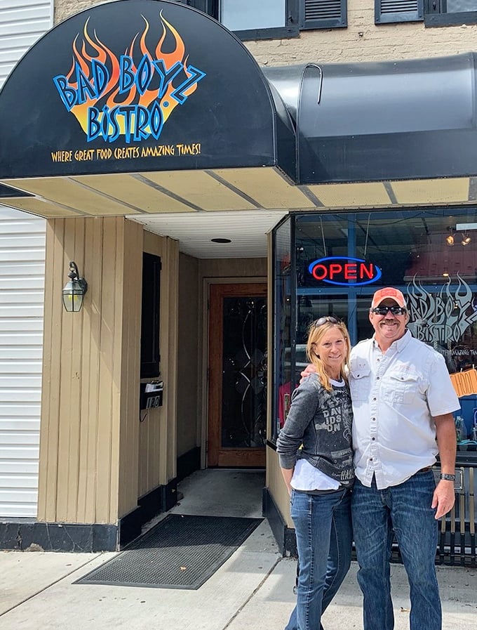 Happy patrons outside the bistro – living proof that the best souvenirs from Bedford aren't things, but memories of exceptional meals shared.