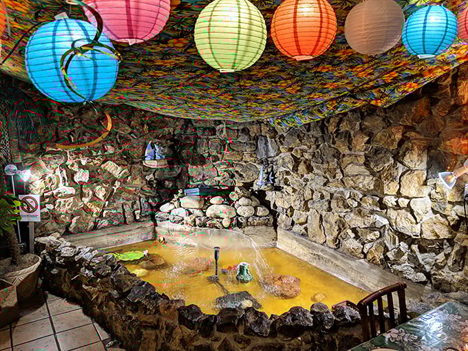 The indoor pond—complete with colorful paper lanterns—is like finding Shangri-La's heart. Meditative bubbling sounds pair surprisingly well with crispy egg rolls.