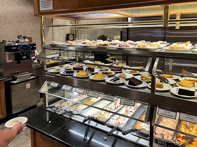 The dessert section isn't just a buffet station—it's where willpower goes to negotiate its surrender terms with temptation.