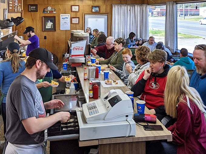 Real people enjoying real food in real time - no phones, just pure dining satisfaction.