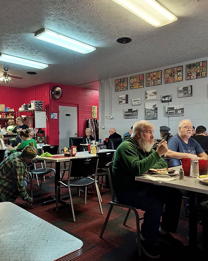 Where farmers, retirees, and families gather under fluorescent lights to participate in America's favorite pastime: eating really good food while solving the world's problems.