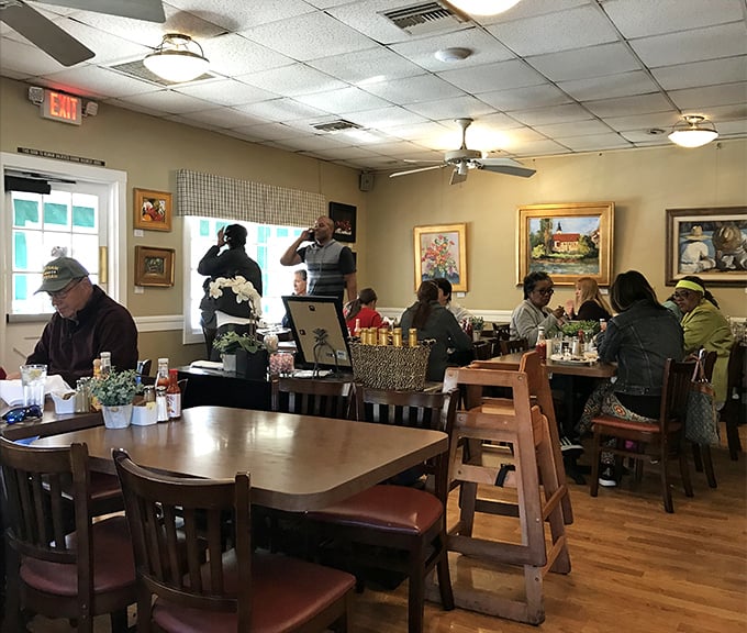 A dining room filled with happy patrons—the universal expression of "I made the right decision coming here" visible on every face.