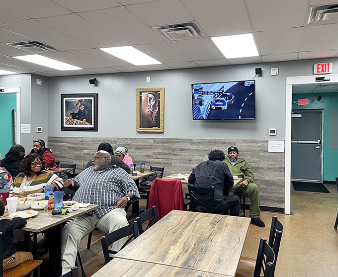 A dining room filled with regulars who know the secret—Tuesday isn't just a day of the week, it's fried chicken day at Mississippi Belle.