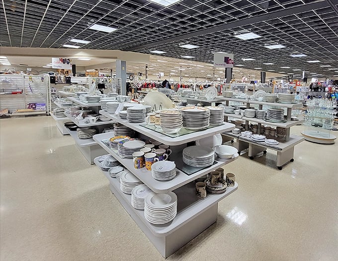White plates stacked like porcelain towers—each one ready to present your famous lasagna as if it were made by a Michelin-starred chef.