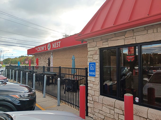 The patio entrance offers a glimpse of outdoor dining possibilities, where summer evenings turn simple meals into memorable occasions under Ohio skies.