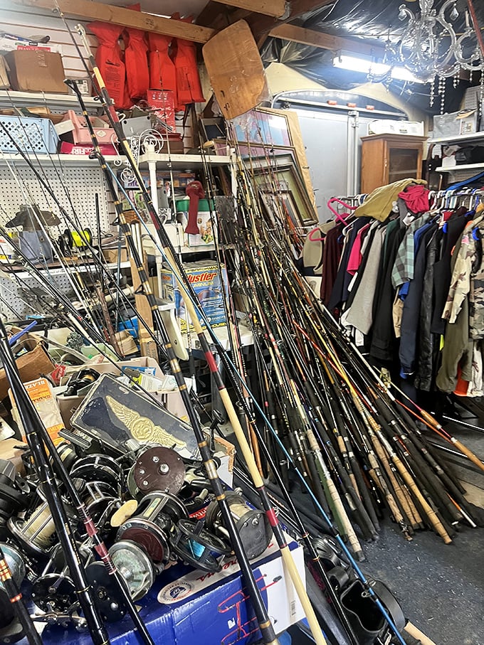 The fishing section—where anglers can stock up on poles, reels, and gear while spinning tales about "the one that got away."