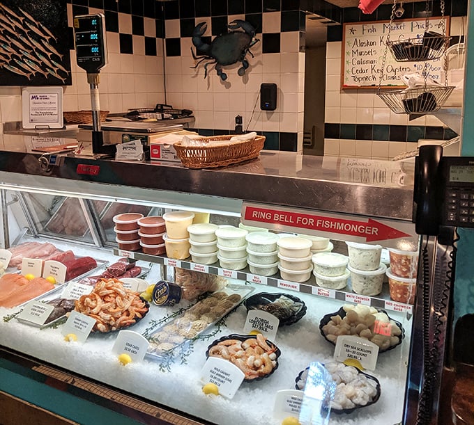 "Ring bell for fishmonger" might be the most exciting instruction in retail. This display case is like an aquatic jewelry store for food lovers.