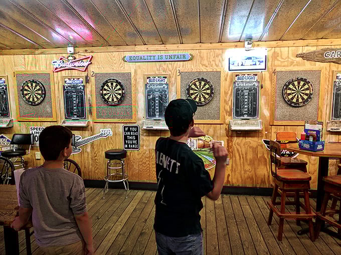 The dart area offers the perfect intermission between courses – where friendly competition and cold beverages create the ultimate palate cleanser.