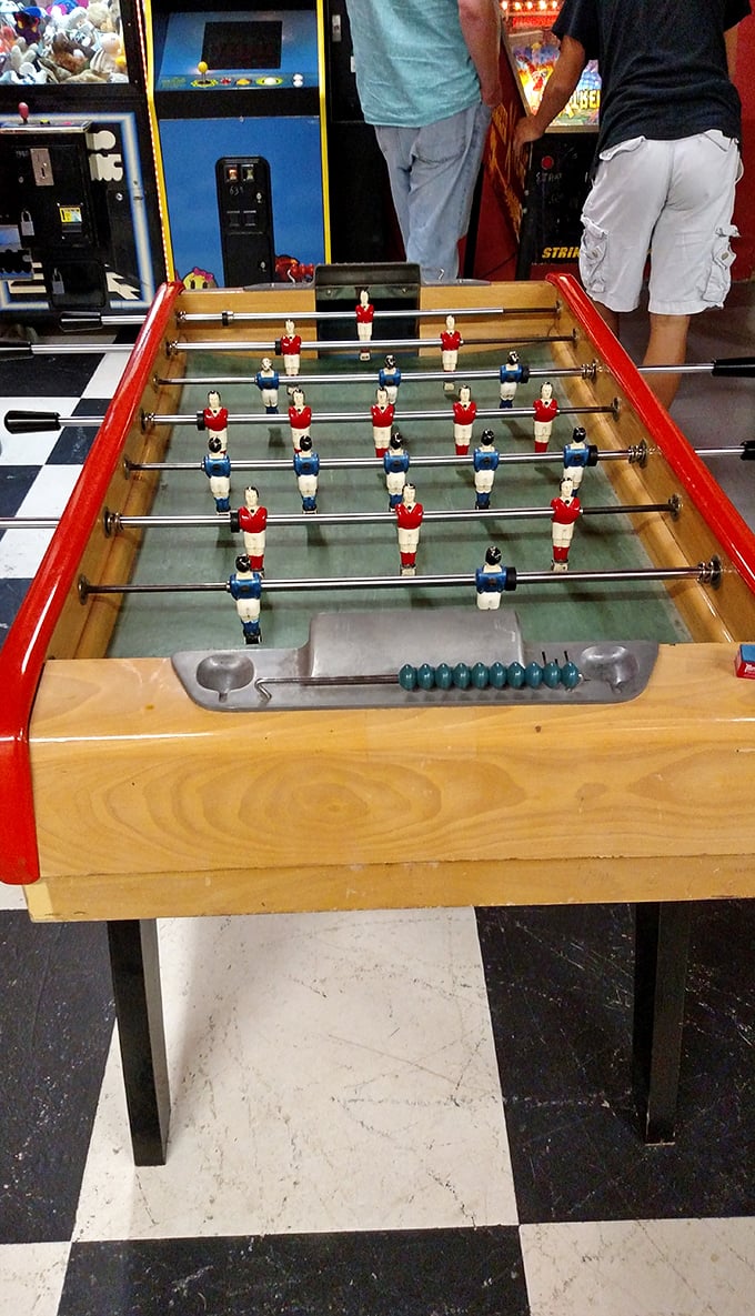 Even the foosball table has a vintage charm—a reminder that good food tastes even better when followed by friendly competition.