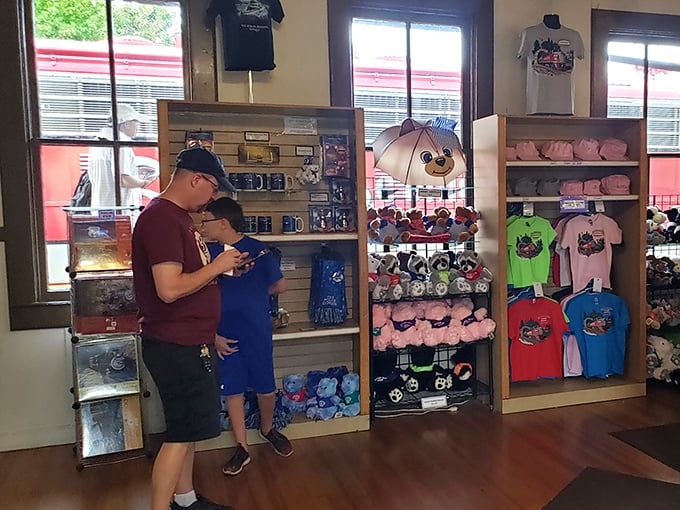 Souvenirs that won't end up in next year's garage sale – the gift shop offers mementos that capture the romance of rail travel.
