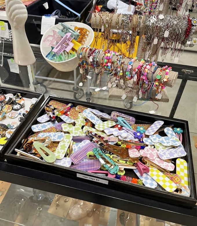 Accessory heaven! These colorful hair clips and bracelets prove that sometimes the smallest additions make the biggest fashion statements.