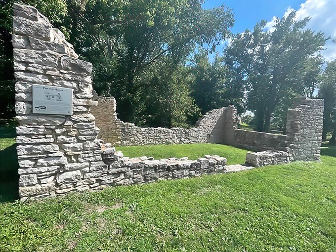 These limestone ruins hint at Elsah's industrious past – a village that worked as hard as it was beautiful, with structures built to withstand both time and Mississippi floods.