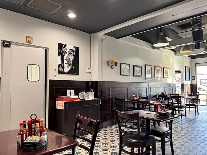Art meets appetite inside Blackbird Cafe, where the decor is as thoughtfully curated as the menu. That black and white portrait watches over breakfast proceedings like a guardian angel.