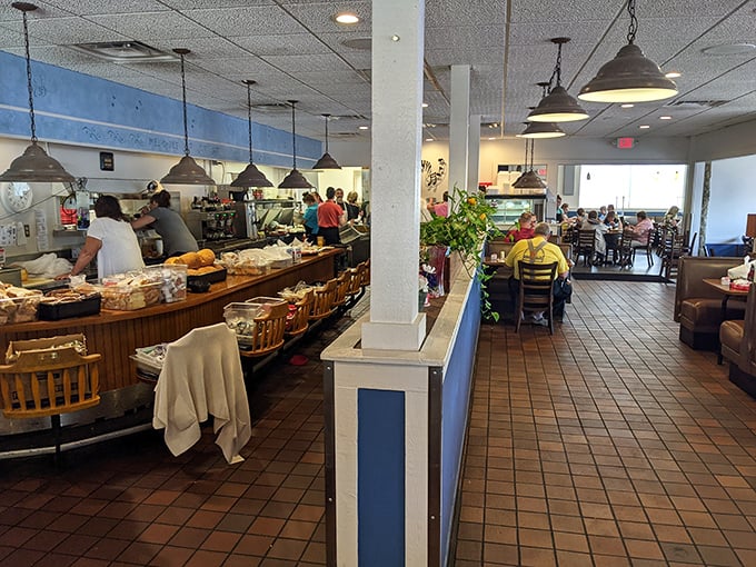 A bustling dining room that feels like the heart of New Carlisle. That tile floor has supported generations of hungry Ohioans.