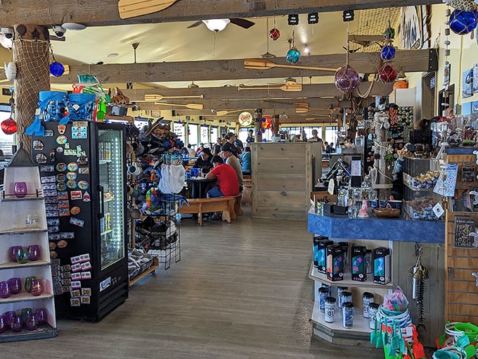 The gift shop seamlessly blends with the dining area – because the only thing better than great seafood is a souvenir to remember it by.