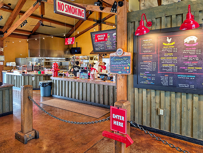 Order here, happiness delivered there. The counter setup efficiently moves you from hungry anticipation to full-bellied bliss in record time.